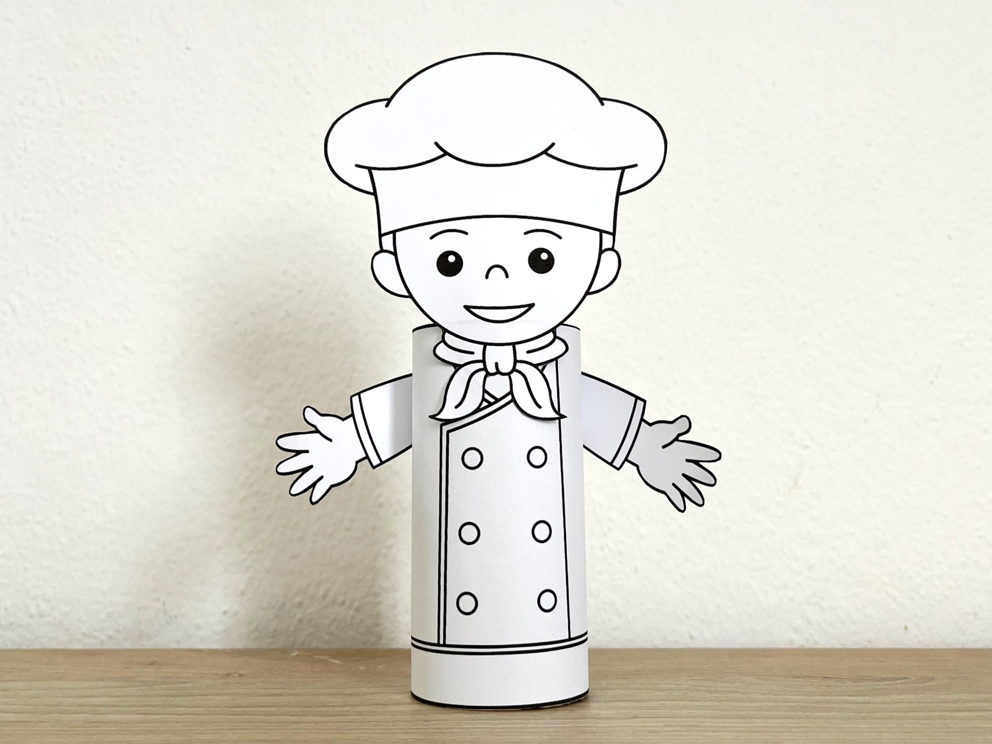Chef Cook Toilet Paper Roll Craft Restaurant Party Coloring Printable ...