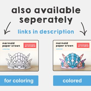 Mermaid Paper Crown Template Ocean Princess Party Headband Coloring ...