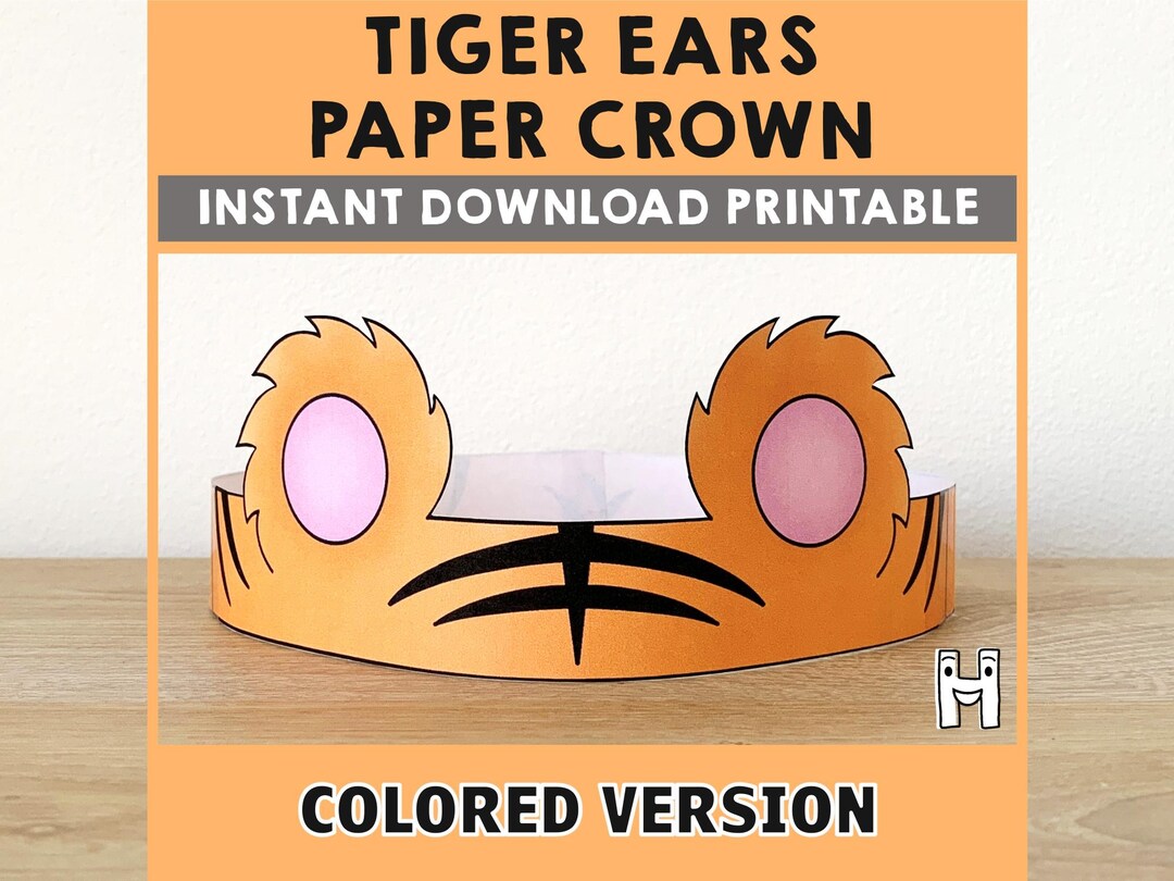 Tiger Ears Paper Crown Headband Party Coloring Printable Kids Craft ...