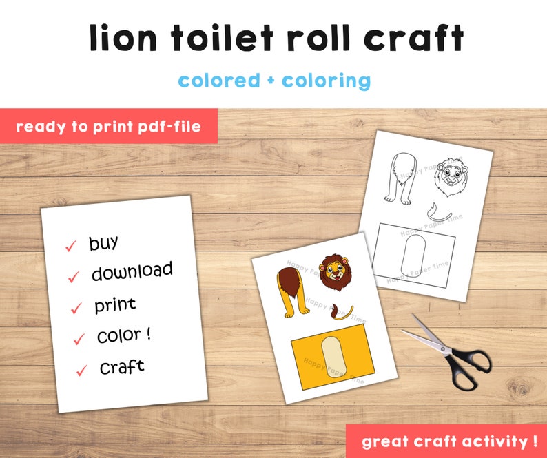Lion Toilet Paper Roll Craft African Animal Safari Party - Etsy