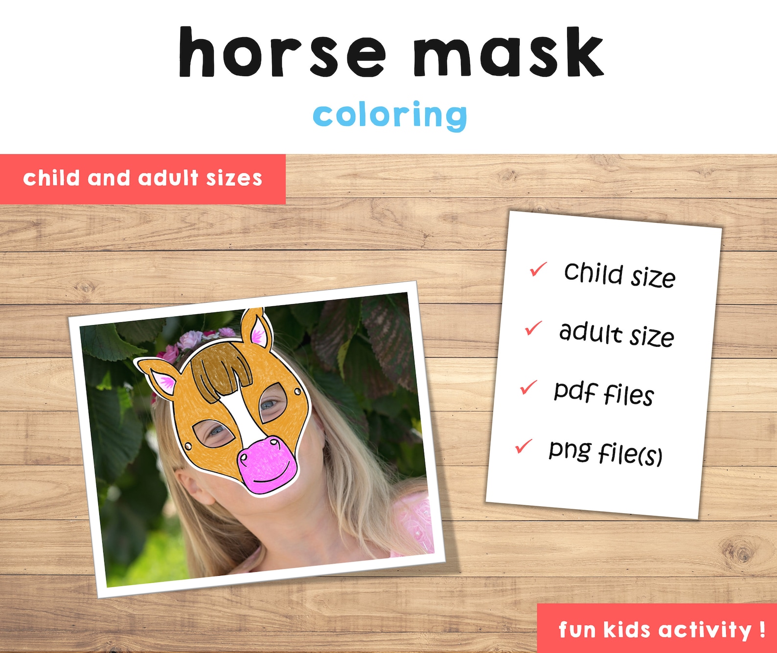 Horse Mask Animal Mask Party Favor Pony Mask Pony Printable | Etsy