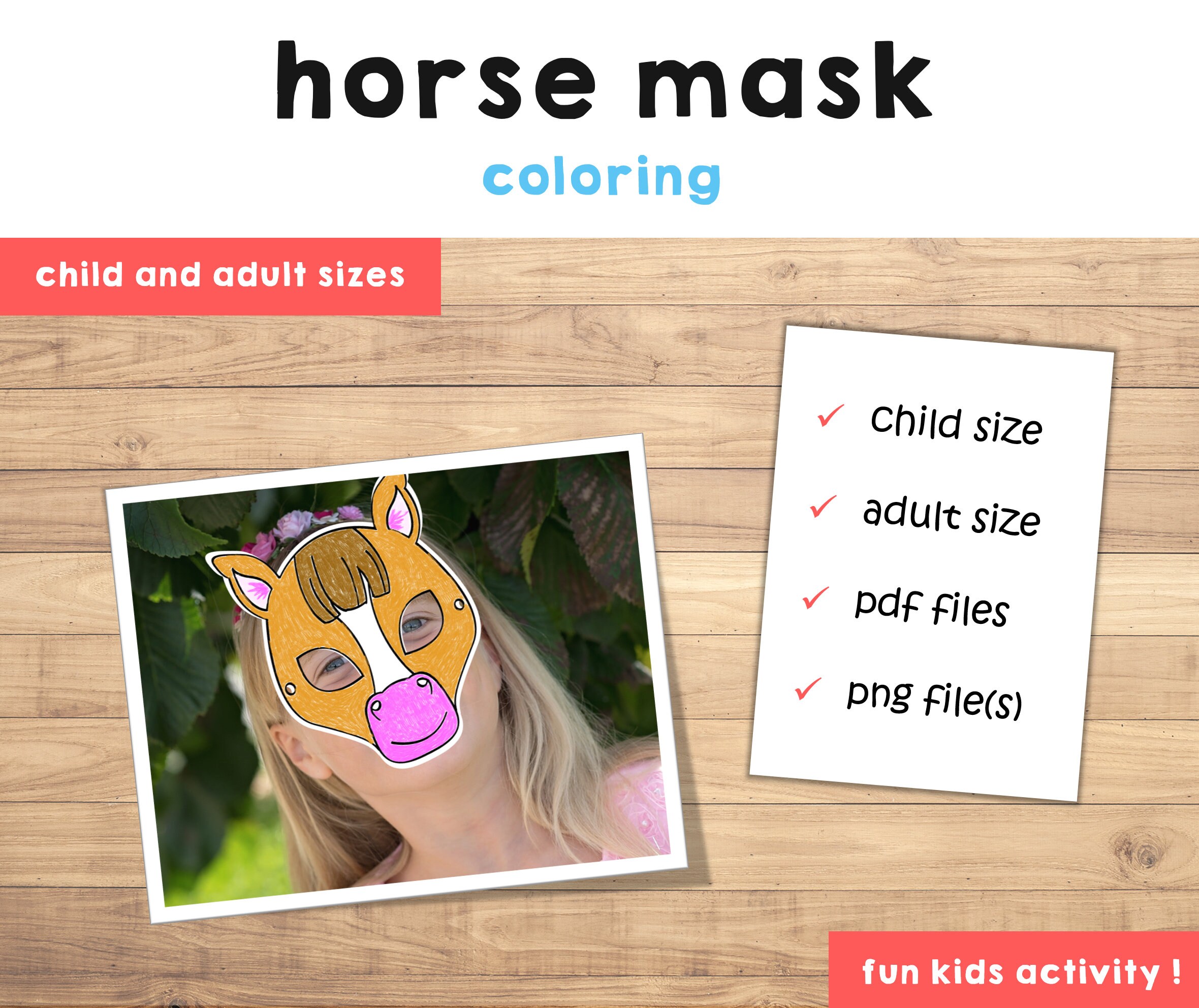 Horse Mask Animal Mask Party Favor Pony Mask Pony Printable | Etsy