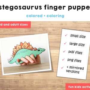 Dinosaur Stegosaurus Paper Craft Printable Finger Puppet Kids Craft ...