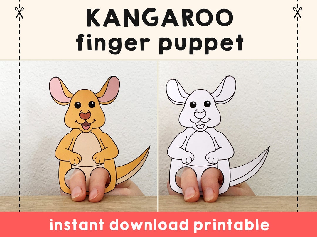 Kangaroo Paper Craft Printable Australian Animal Finger Puppet Kids ...