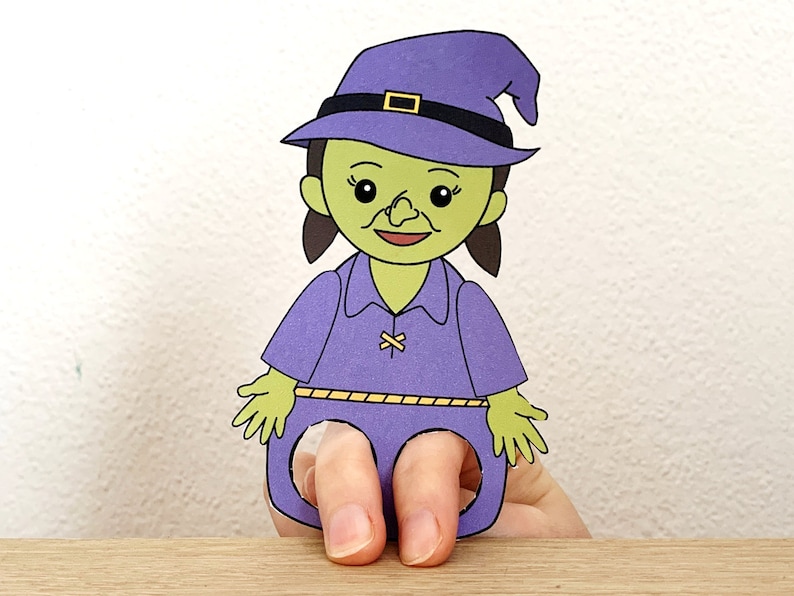 Witch Paper Craft Printable Halloween Spooky Day Finger Puppet - Etsy