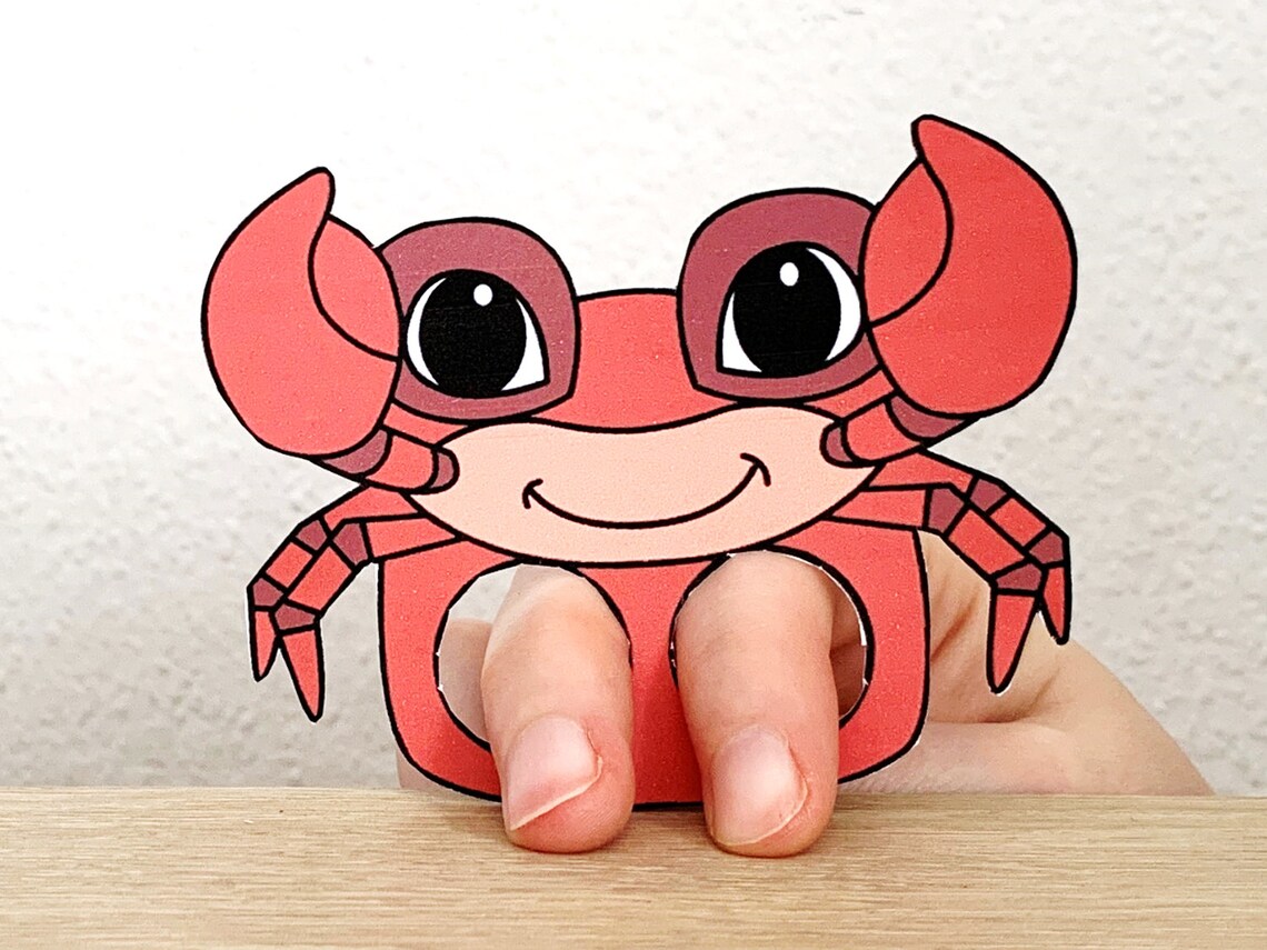 Crab Paper Craft Printable Ocean Animal Finger Puppet Kids - Etsy