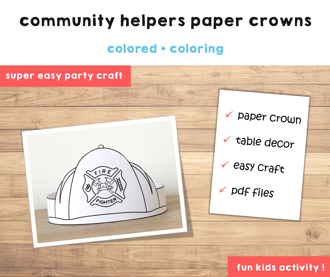 Community Helpers Paper Crowns Police Builder Farmer Nurse - Etsy Canada