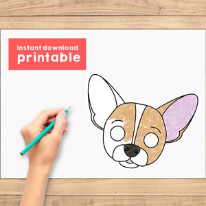 Chihuahua Dog Mask Animal Mask Party Favor Printable Dog Costume Diy ...