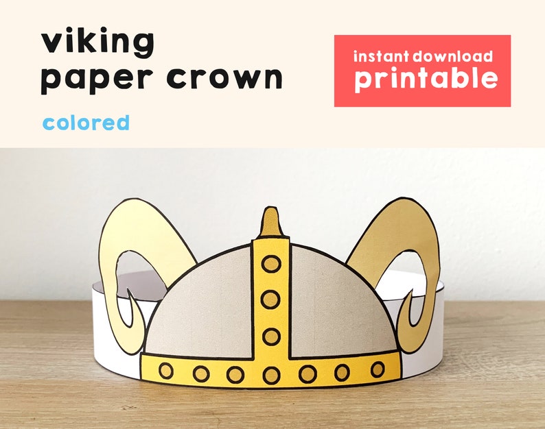 Viking Paper Crown Activity Printable Kids Craft Helmet - Etsy