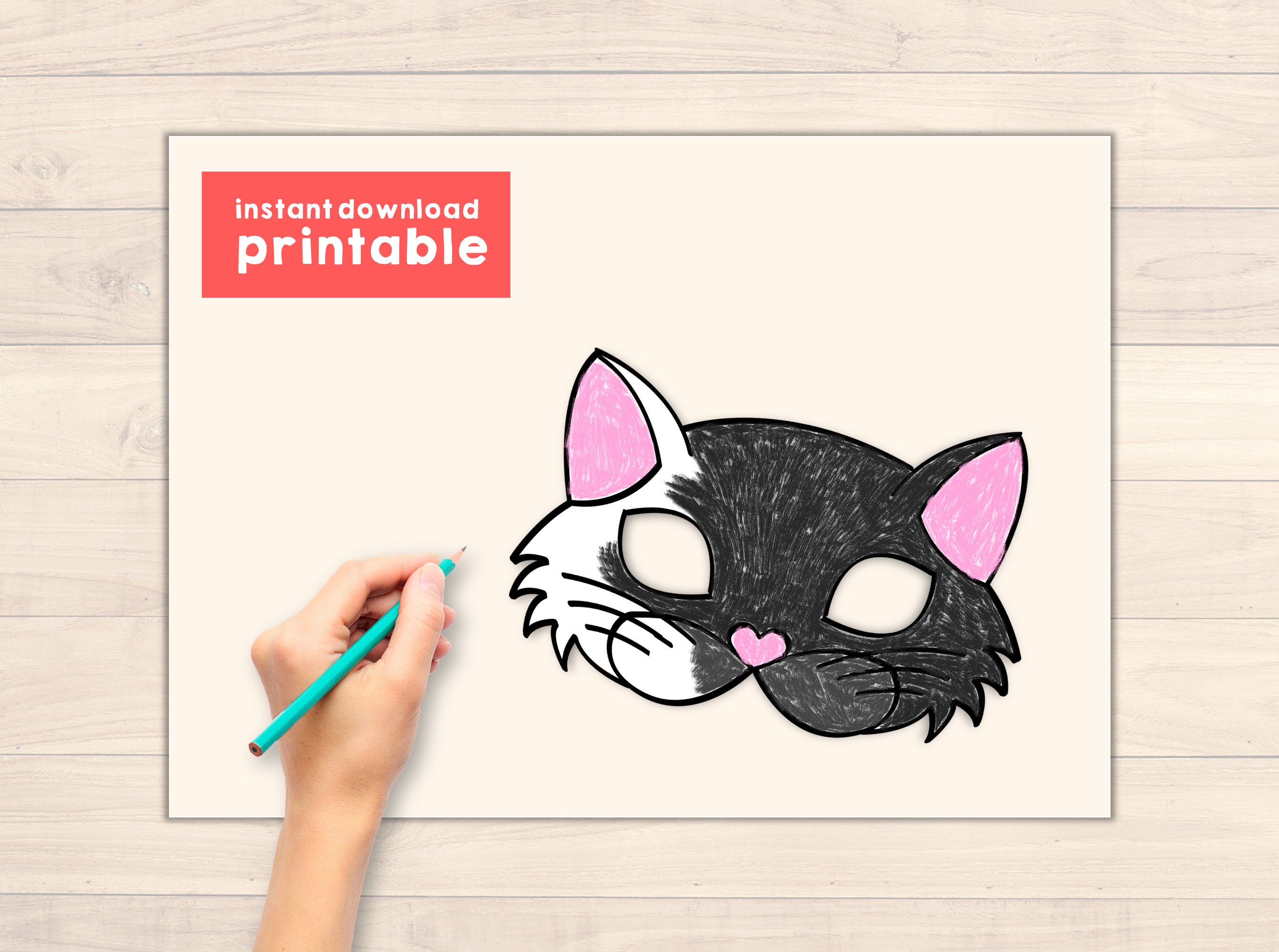 Black Cat Mask Kids Costume Black Cat Mask Diy Black Cat Mask - Etsy