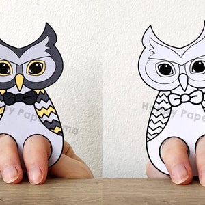 Owl Paper Craft Printable Woodland Animal Finger Puppet Kids Craft Owl ...