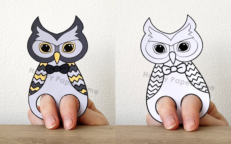 Owl Paper Craft Printable Woodland Animal Finger Puppet Kids - Etsy