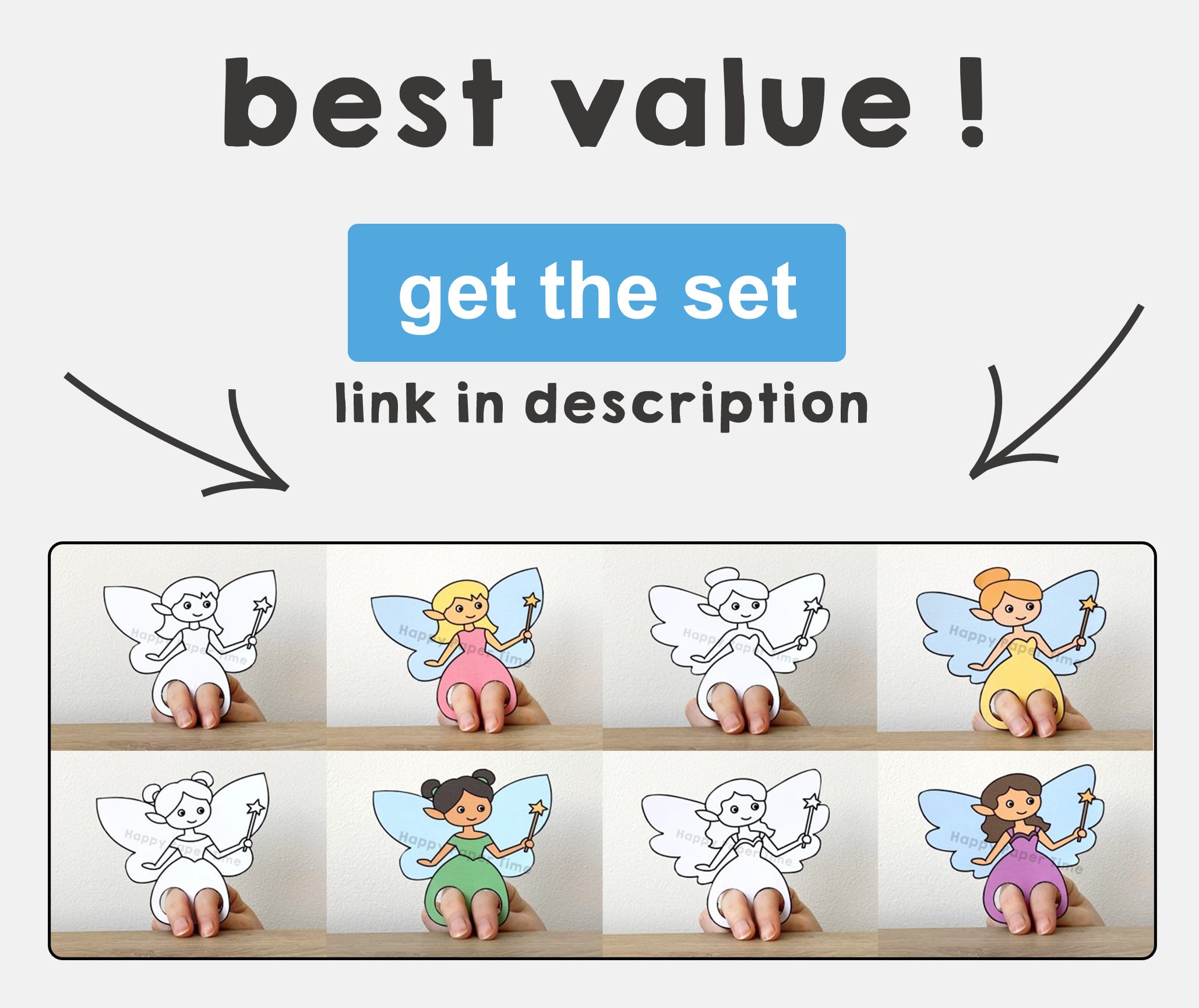Fairy Paper Craft Printable Finger Puppet Template Kids Craft Activity ...
