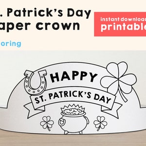 St Patrick's Day Paper Crown Headband Pot of Gold Party Coloring ...