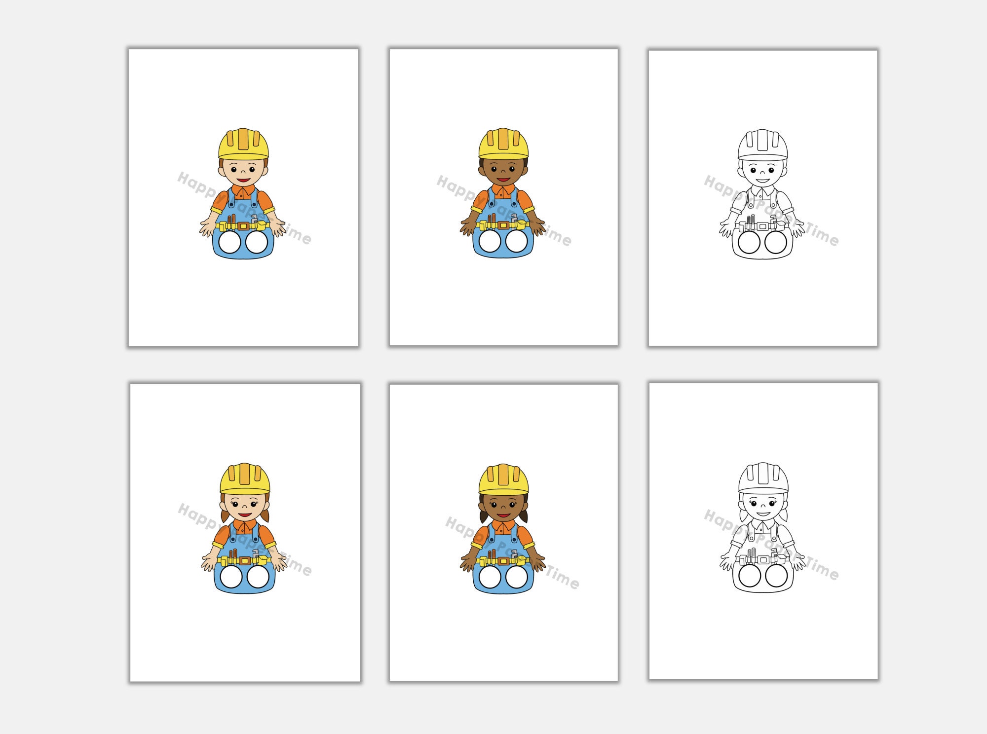 Construction Worker Paper Craft Printable Community Helper Finger ...