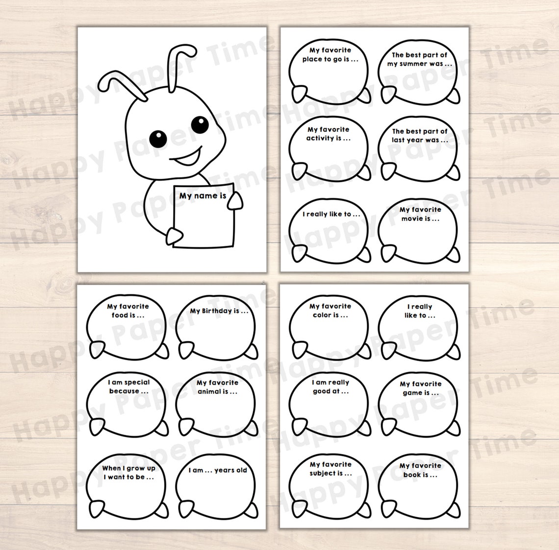 All About Me Caterpillar Back to School Craft Activity for - Etsy