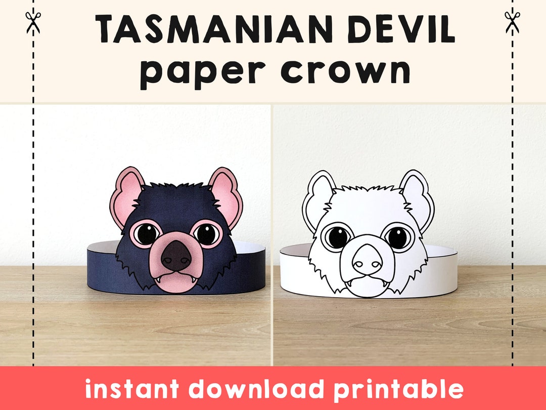 Tasmanian Devil Paper Crown Party Coloring Printable Kids Craft ...
