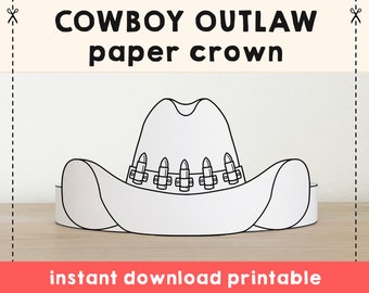 Cowboy Hat Paper Crown, Coloring Craft for Kids, Cowgirl & Cowboy ...
