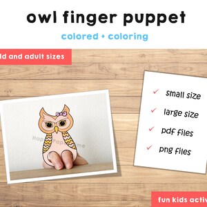 Owl Paper Craft Printable Woodland Animal Finger Puppet Kids Craft Owl ...