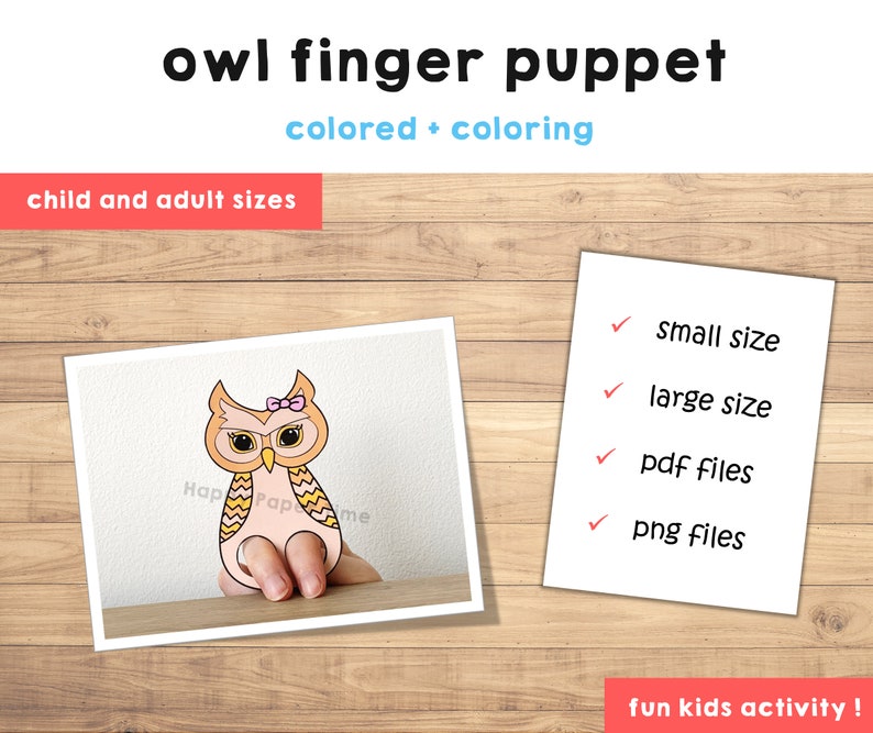 Owl Paper Craft Printable Woodland Animal Finger Puppet Kids - Etsy