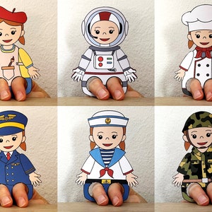 Community Helpers Paper Craft Printable Finger Puppet Template Kids ...