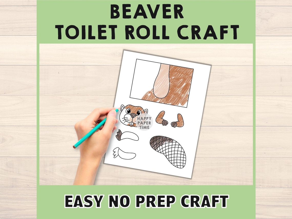 Beaver Toilet Paper Roll Craft Forest Woodland Party Coloring Printable ...