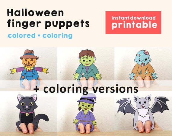 Halloween Paper Craft Printable Finger Puppet Template Kids - Etsy
