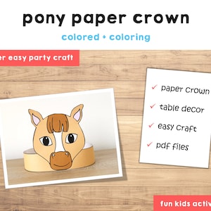 Pony Paper Crown Horse Template Coloring Activity Printable Kids Craft ...