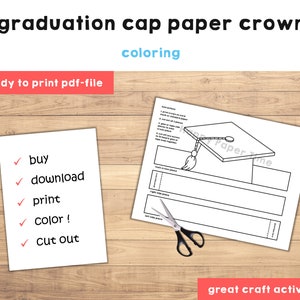 Graduation Cap Paper Crown Party Coloring Printable Kids Craft ...
