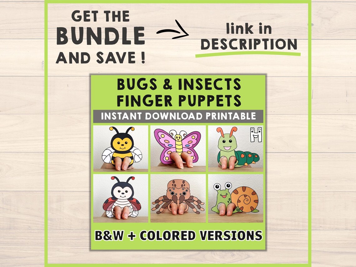 Butterfly Paper Craft Printable Finger Puppet Template Kids Activity ...