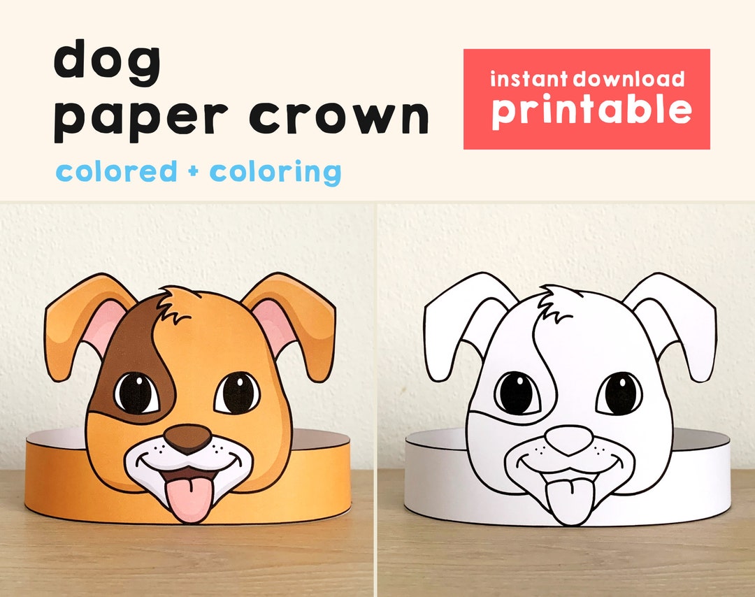 Dog Paper Crown Headband Pet Animal Coloring Printable Kids Craft Puppy ...