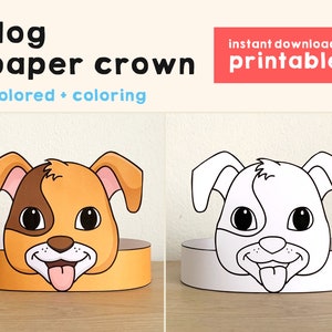 Dog Paper Crown Headband Pet Animal Coloring Printable Kids Craft Puppy ...