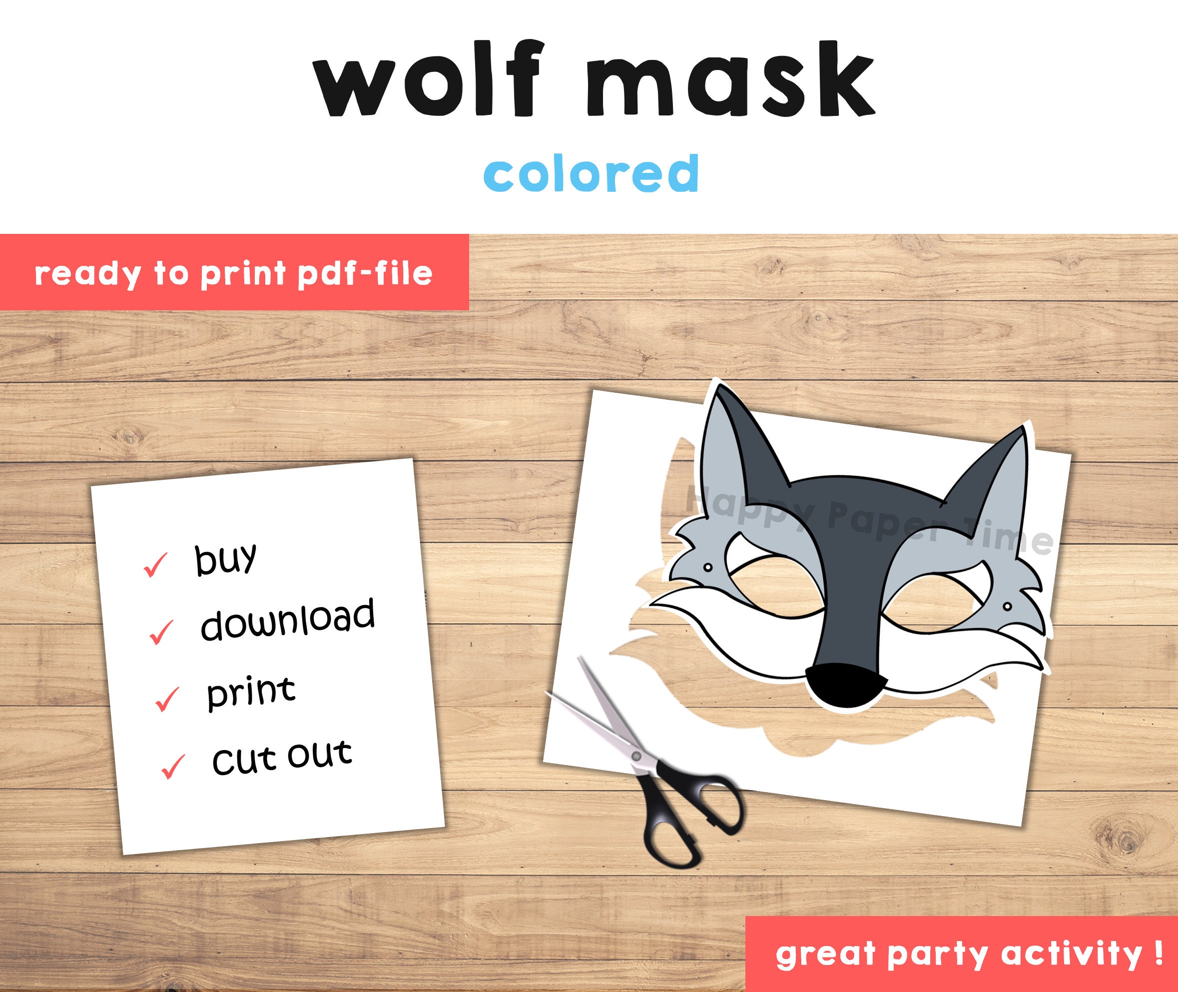Wolf Costume Animal Mask Wolf Mask Wolf Party Animal | Etsy