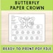 Butterfly Paper Crown Party Coloring Printable Kids Craft Cute Girl ...