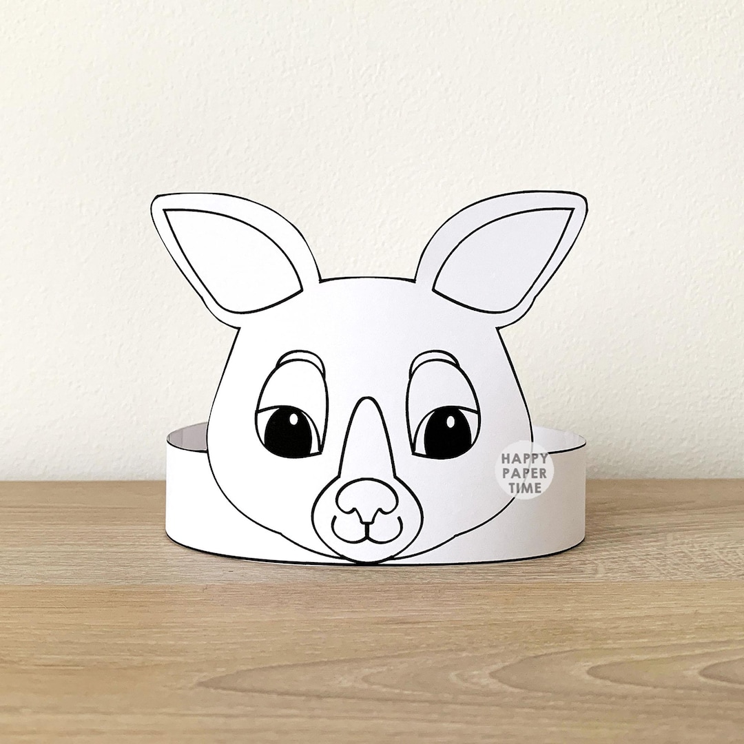 Kangaroo Paper Crown Headband Party Coloring Printable Kids Craft ...