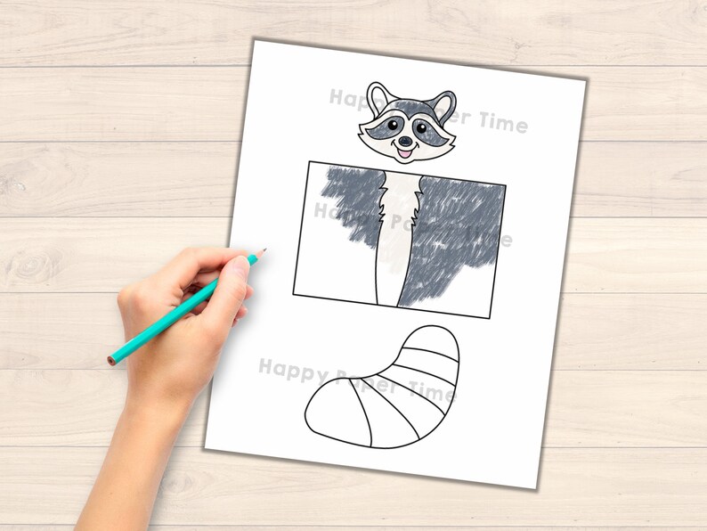 Raccoon Toilet Paper Roll Craft Forest Woodland Party Coloring | Etsy