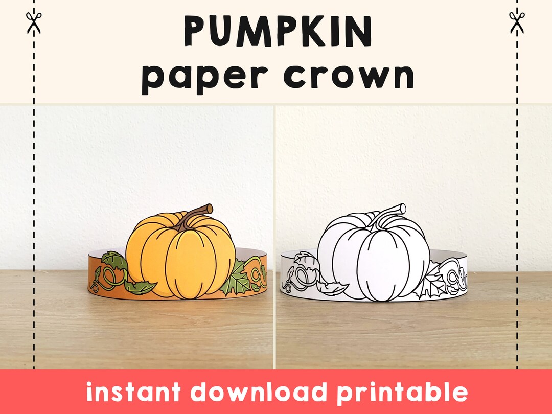Pumpkin Paper Crown Autumn Fall Thanksgiving Party Coloring Printable ...