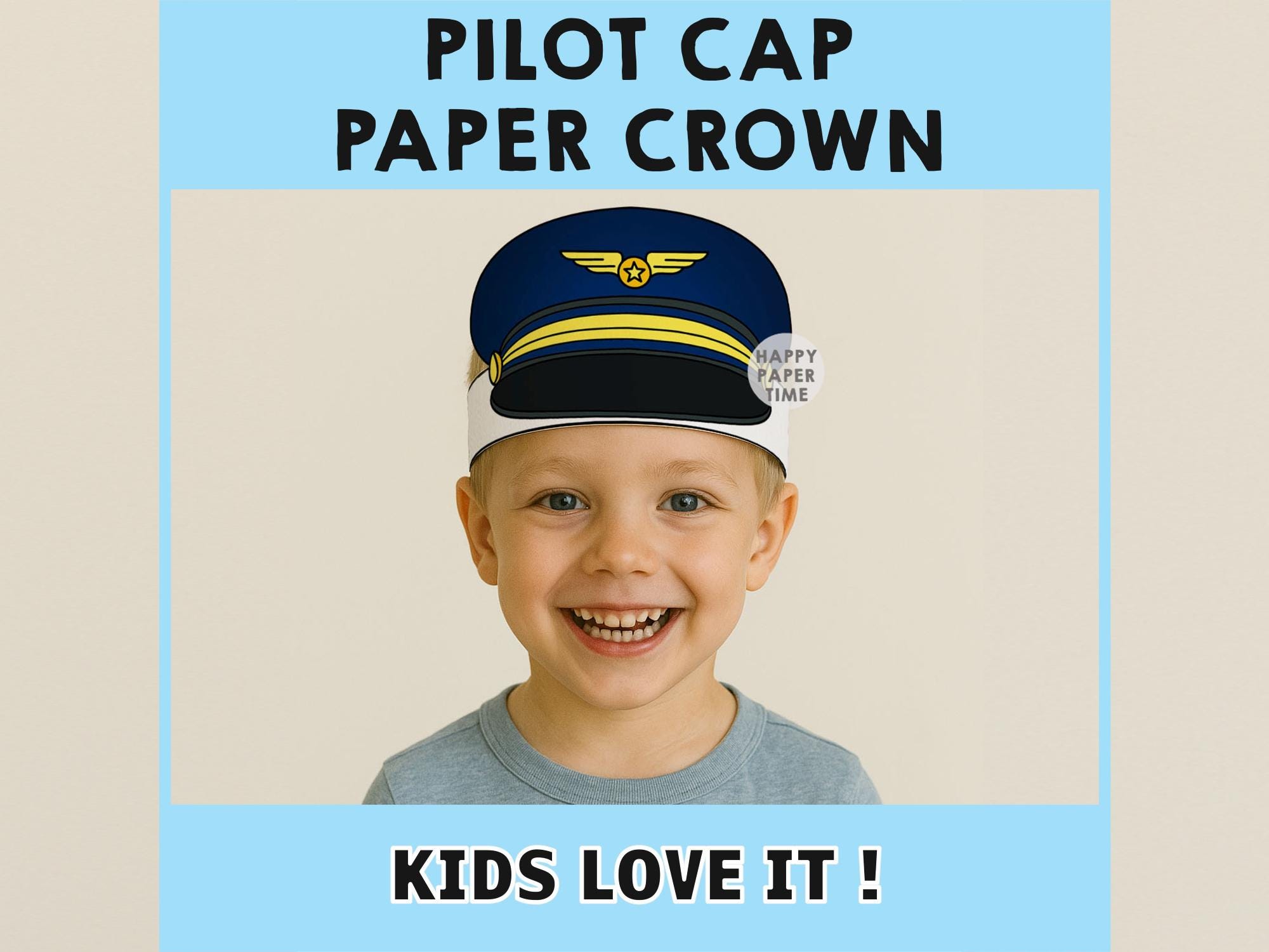 Pilot Cap Paper Crown Airline Party Printable Kids Craft Community ...