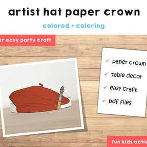 Artist Hat Painter Paper Crown French Party Coloring Printable Kids ...