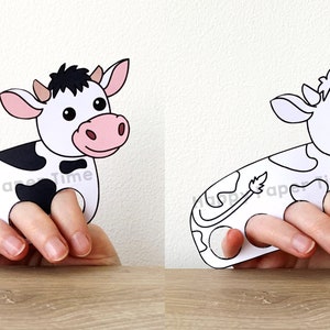 Cow Paper Craft Printable Farm Animal Finger Puppet Kids Craft Farm ...