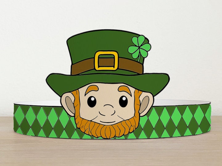 Leprechaun Paper Crown Headband St Patrick's Day Party Coloring ...