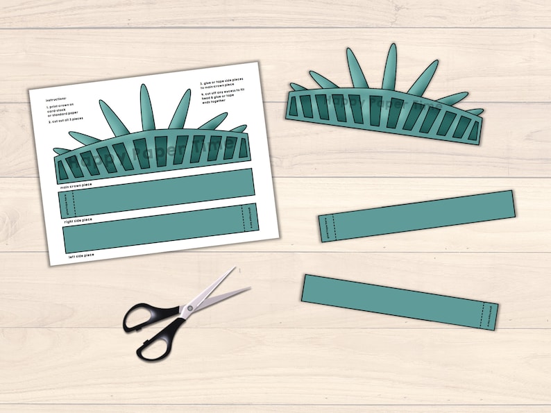 Statue of Liberty Paper Crown Printable Kids Craft Birthday - Etsy