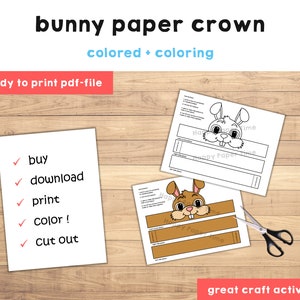 Bunny Paper Crown Headband Coloring Pet Animal Printable Kids Craft ...