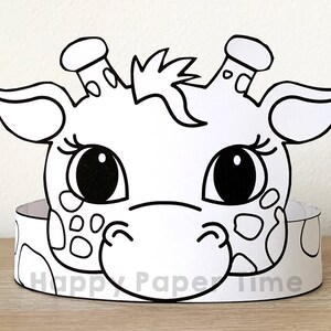 Giraffe Paper Crown Party Coloring Printable Kids Craft African ...