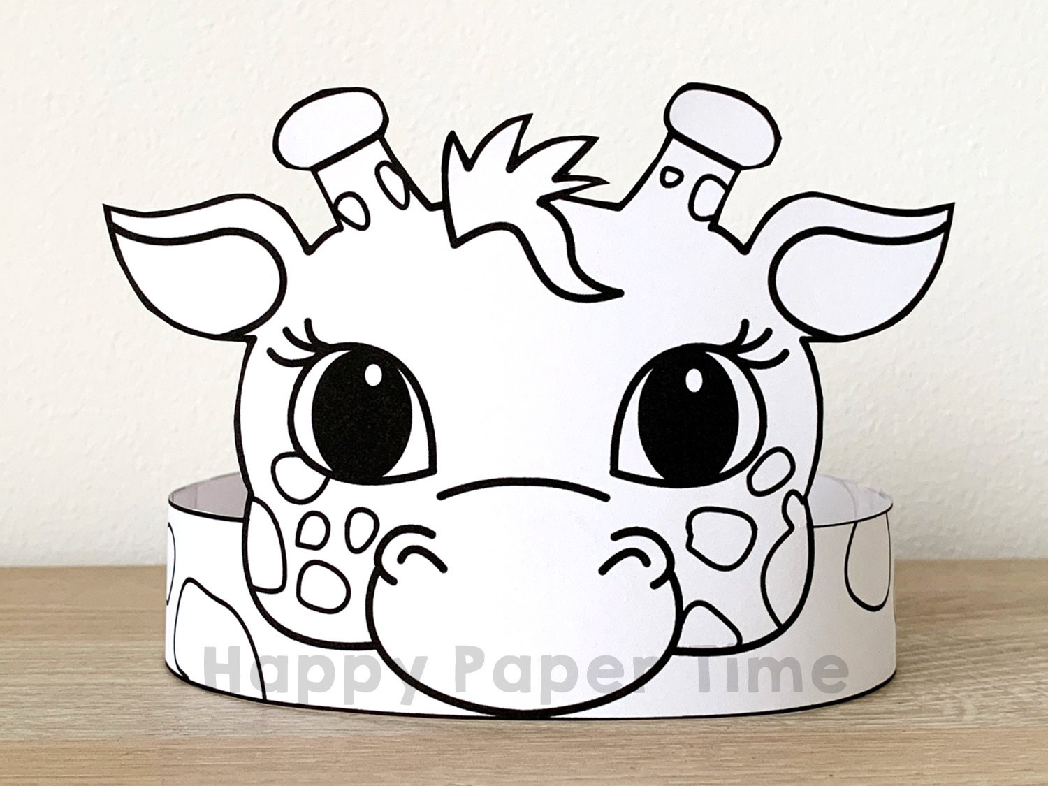 Giraffe Paper Crown Party Coloring Printable Kids Craft African ...
