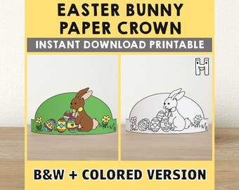 Easter Bunny Ears Paper Crown Printable Cut Out Party Activity Kids ...