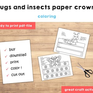 Bugs Insects Paper Crowns Butterfly Caterpillar Ladybug Bee Printable ...
