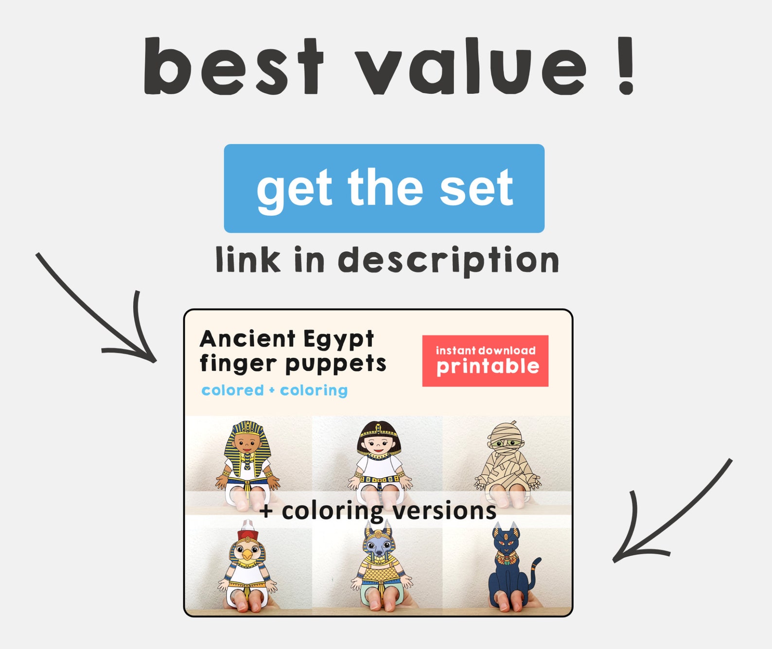 Pharaoh Paper Craft Printable Ancient Egypt Finger Puppet Kids Craft ...