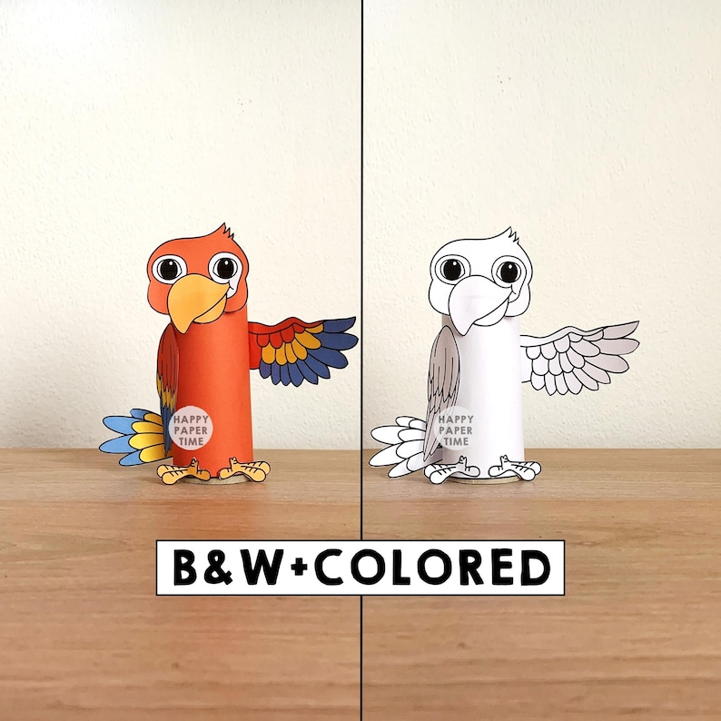 Parrot Toilet Paper Roll Craft Bird Pets Animal Party Coloring ...