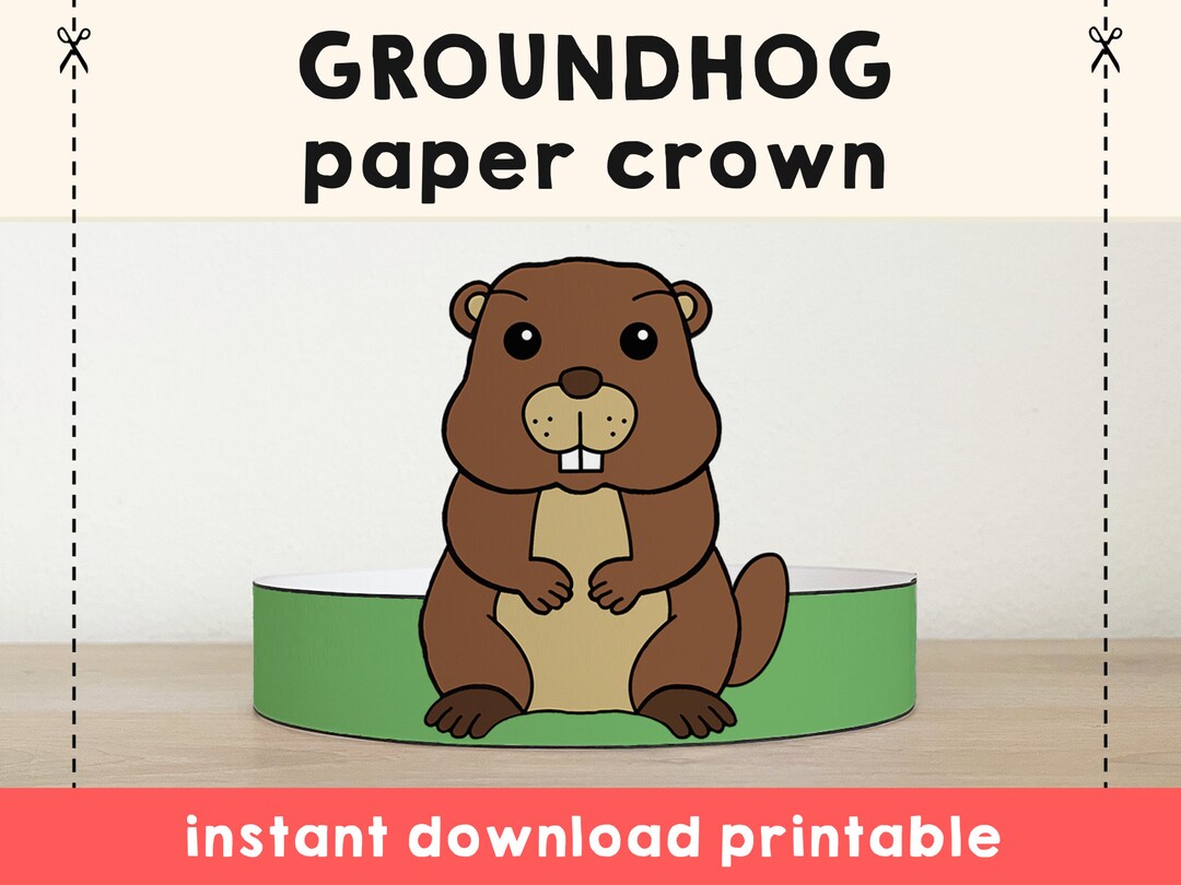 Groundhog Day Paper Crown Party Printable Kids Craft Spring Costume ...
